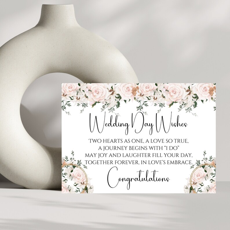 Floral Wedding Congratulations Card: Wedding Day Wishes Poem (digital ...