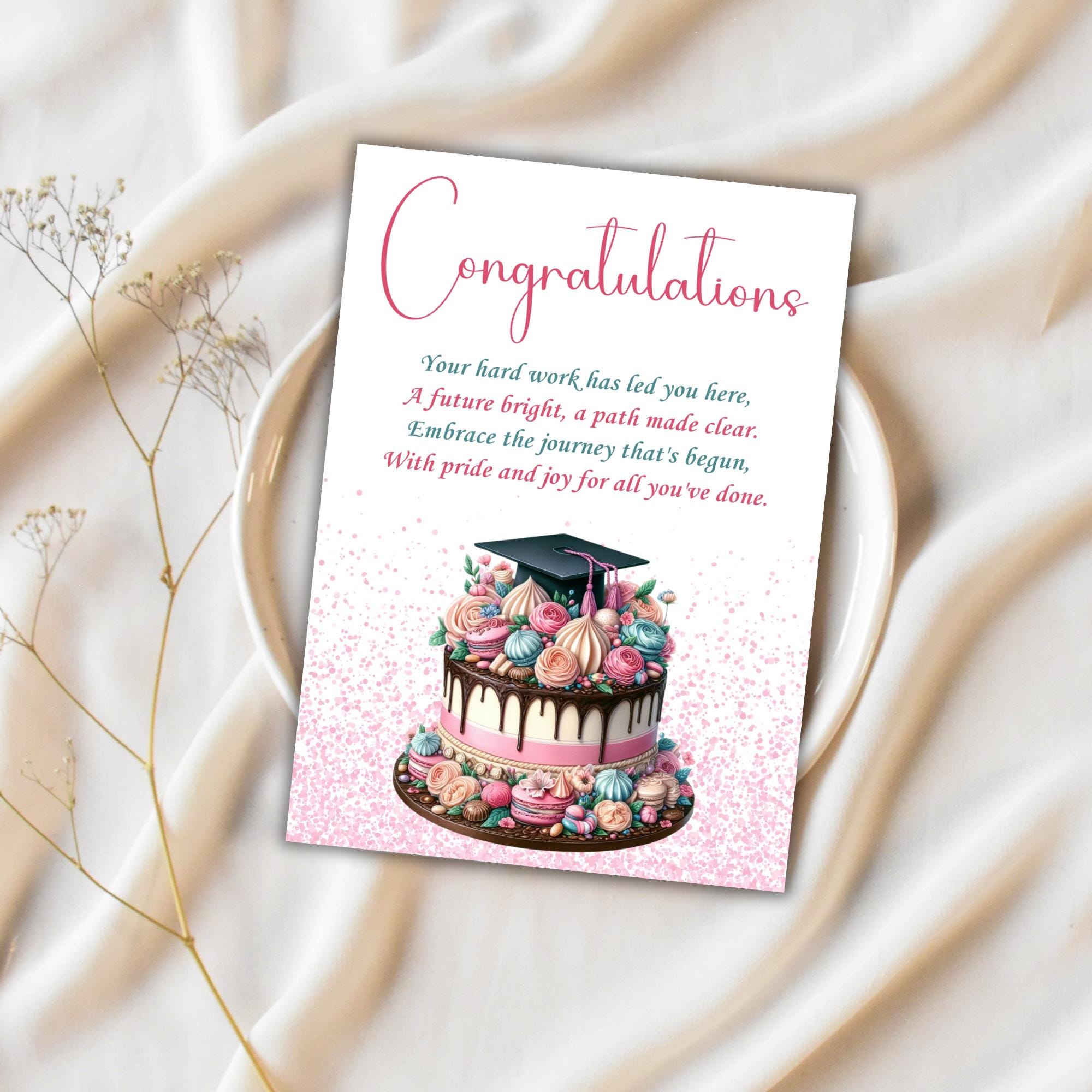 Printable Graduation Poem Card: Congratulations Graduate (digital ...