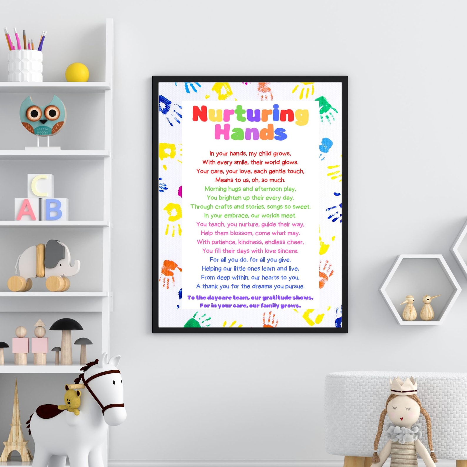 Nurturing Hands Poem for Daycare Childcare Educators, Pre School Kindy ...