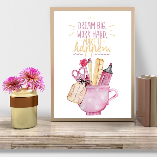 Study Hard Poster - Etsy