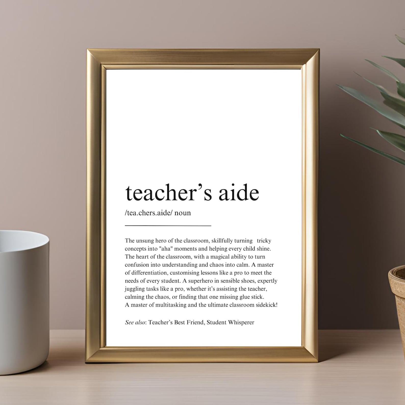Teacher's Aide Definition Print, Teachers Aide Gift, Teacher ...