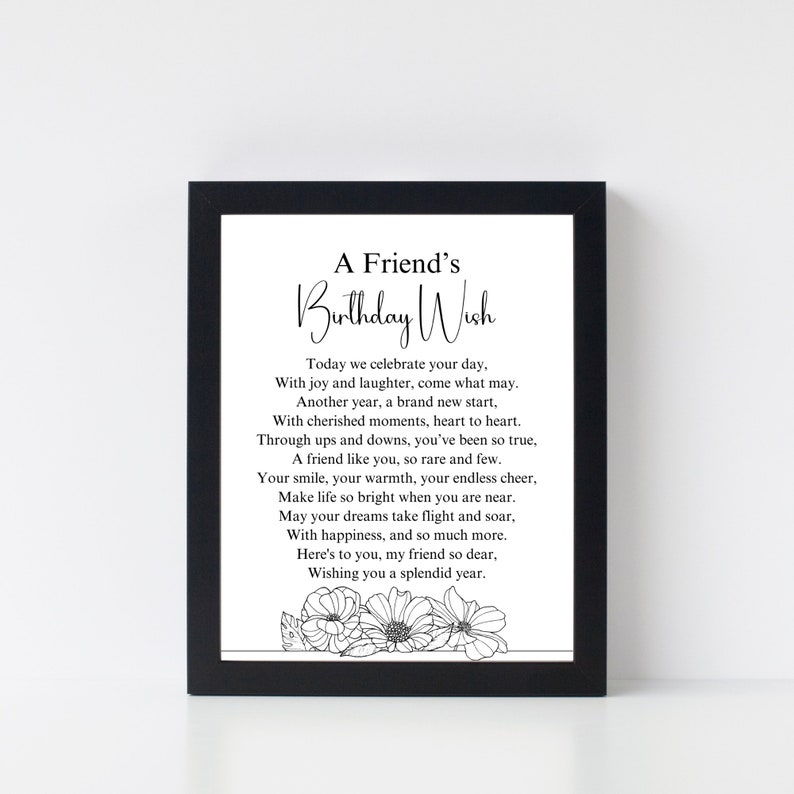 Friend Birthday Poem Print: Heartfelt Gift (digital Download) - Etsy