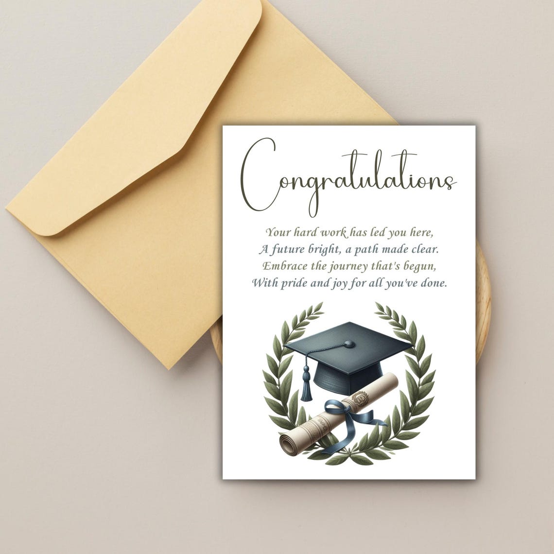 Printable Graduation Card, Graduation Poem Card, Congratulations ...