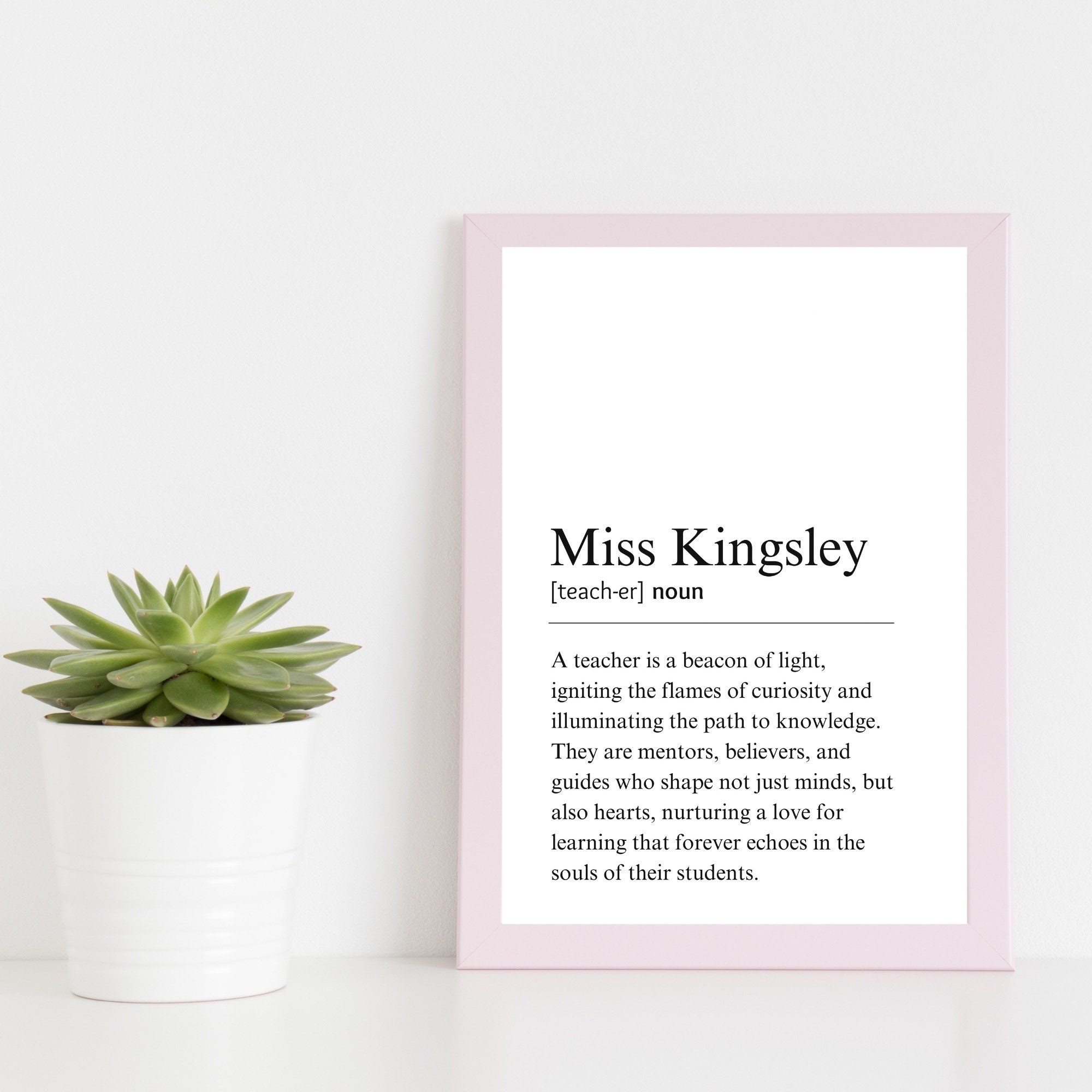 Personalised Teacher Definition Print, Teacher Gift, End of Year Gift ...