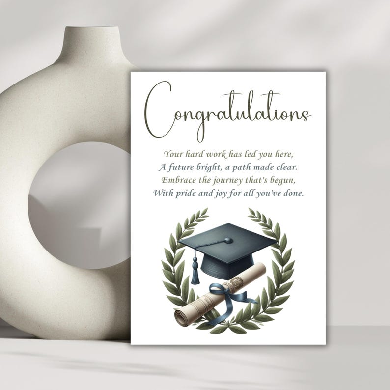 Printable Graduation Poem Card: Congratulations Graduate (digital ...