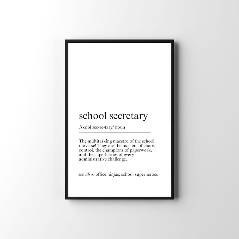 School Secretary Definition Print: Appreciation Gift (digital Download ...
