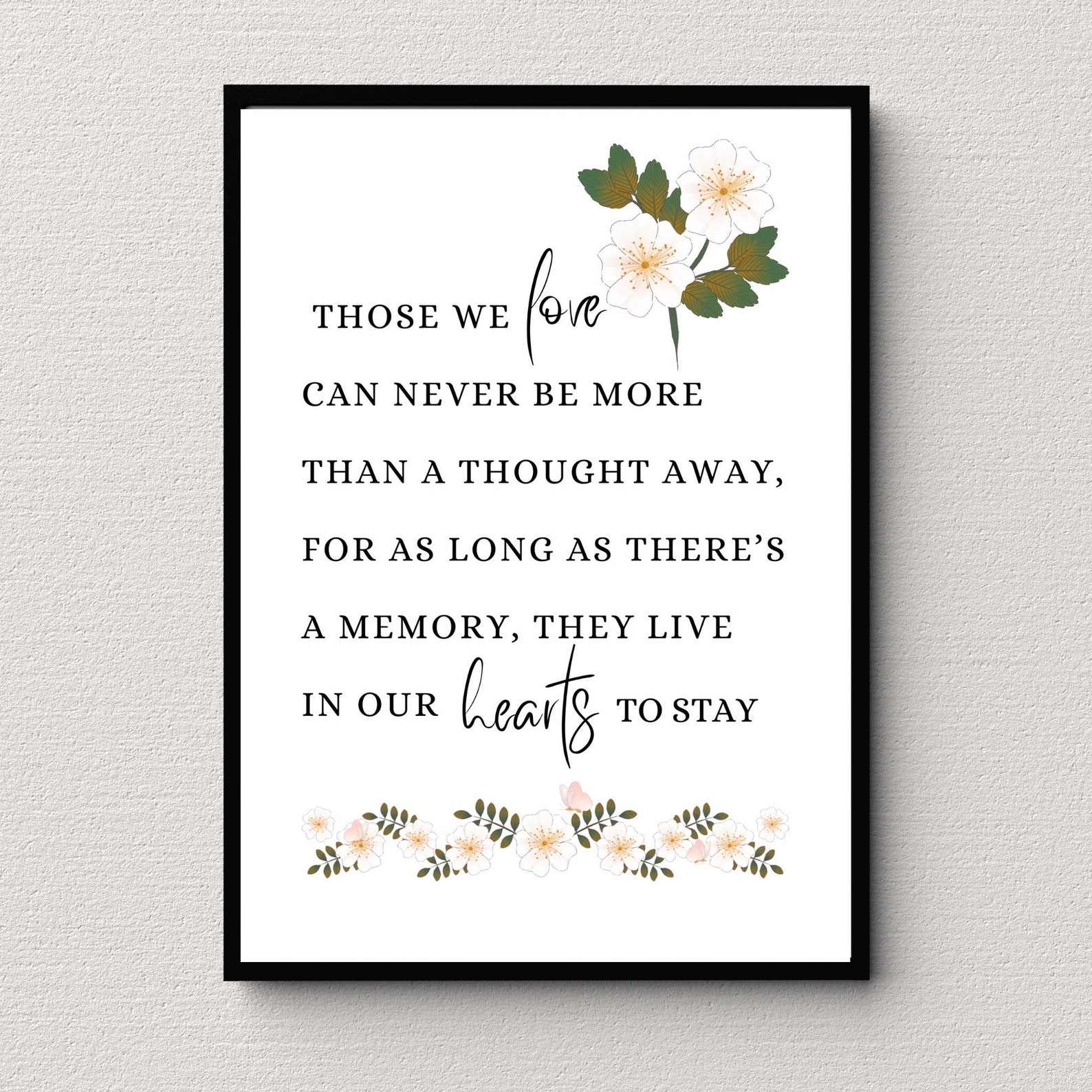 Memorial Poem Print: Sympathy Gift, Grief Quote Wall Art (digital ...