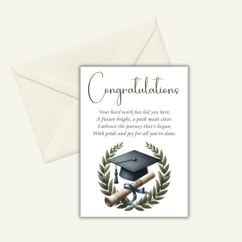 Printable Graduation Poem Card: Congratulations Graduate (digital ...