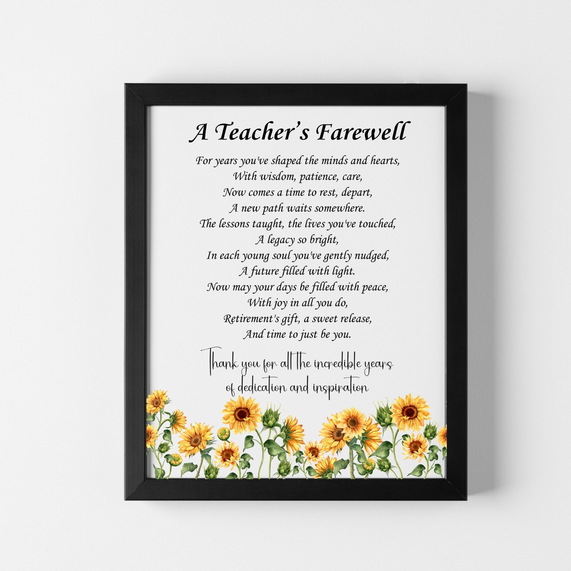Teacher Retirement Poem, Teacher Goodbye Poem, Teacher Farewell ...