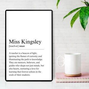 Personalised Teacher Definition Print, Teacher Gift, End of Year Gift ...