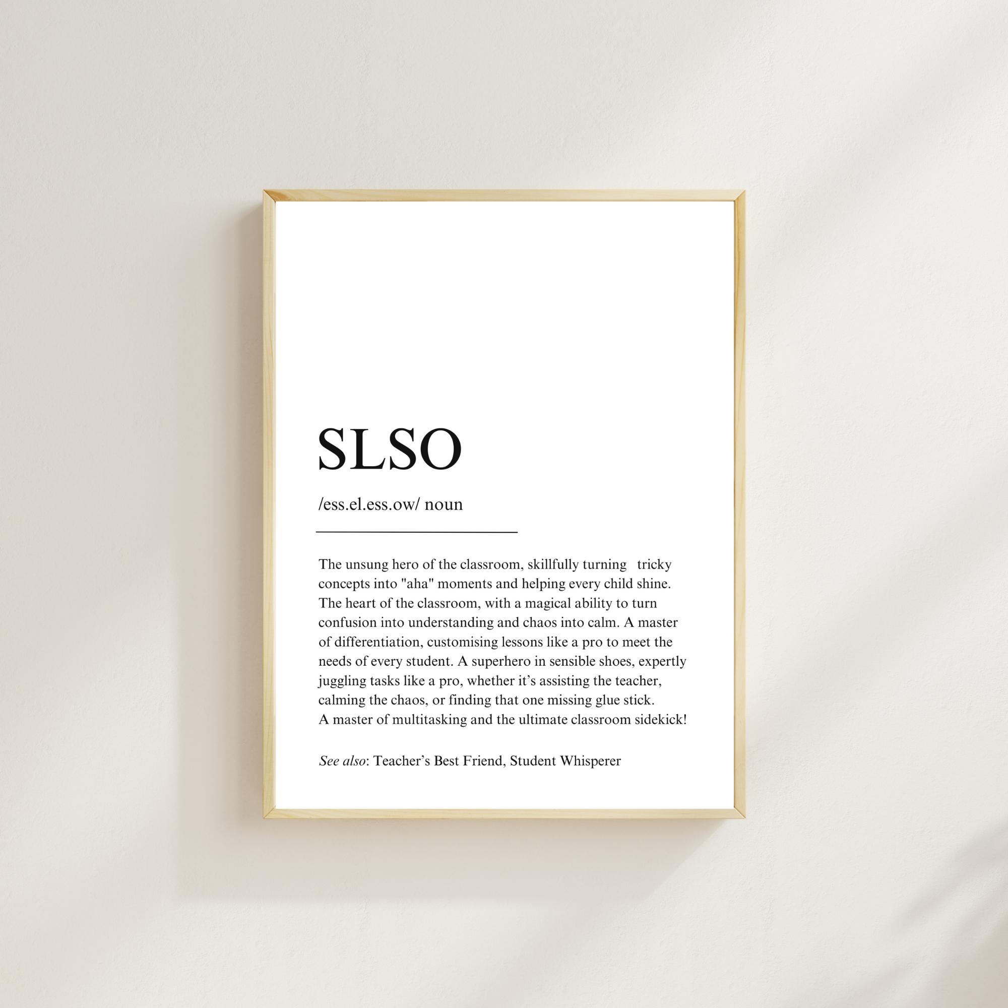 SLSO Definition Print, School Learning Support Officer Print, Teacher ...
