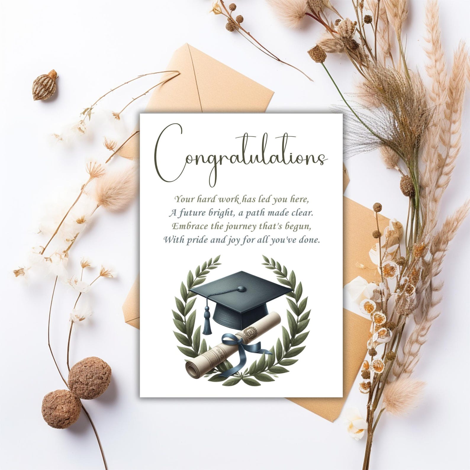 Printable Graduation Card, Graduation Poem Card, Congratulations ...
