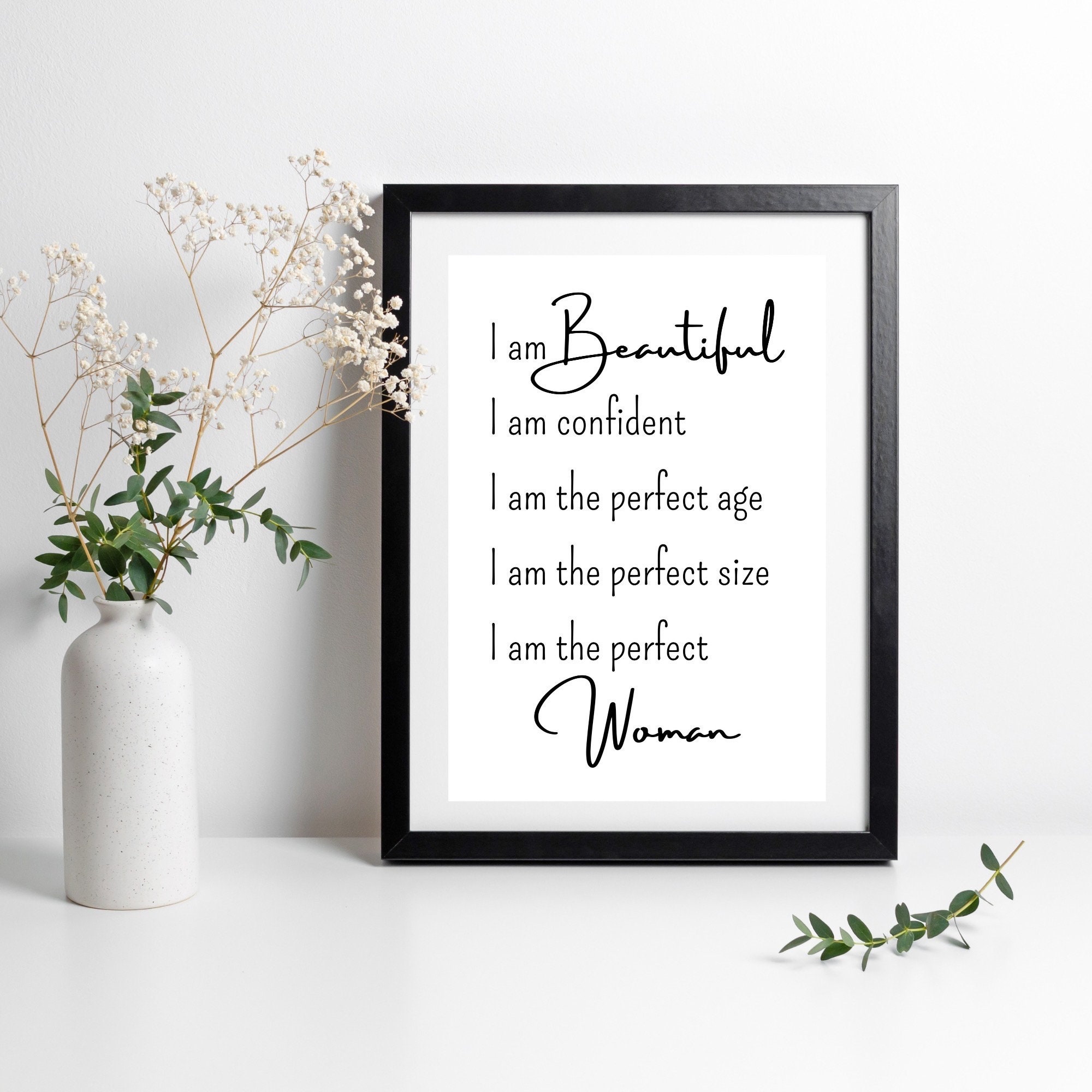 I Am Beautiful, Self-love Positive Affirmation Printable Wall Art, I Am ...