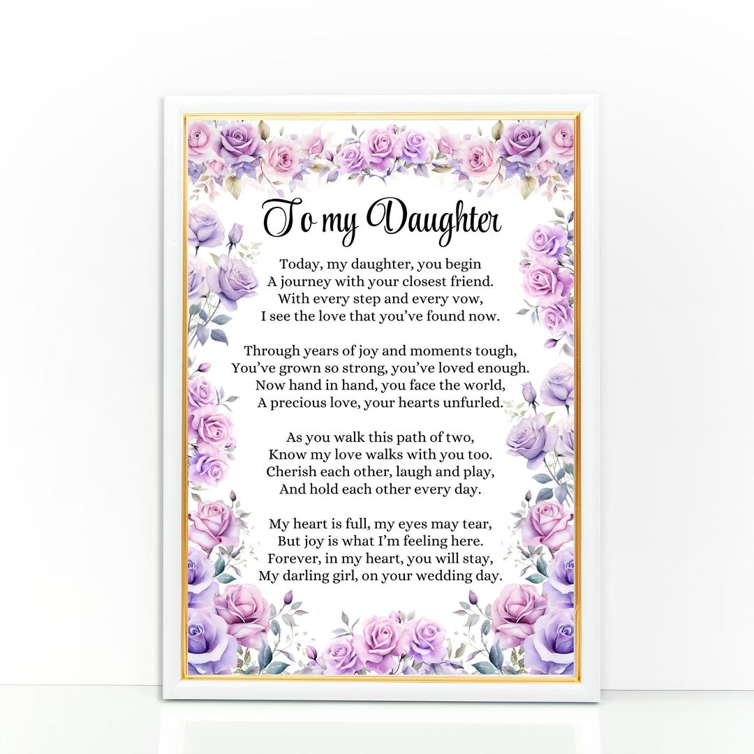 Poem for Daughter on Her Wedding Day, Wedding Day Gift, Gift for Bride ...
