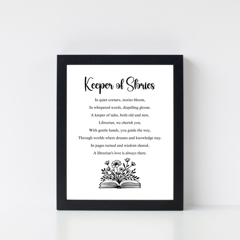 Librarian Poem Print: Keeper of Stories Appreciation Gift (digital ...