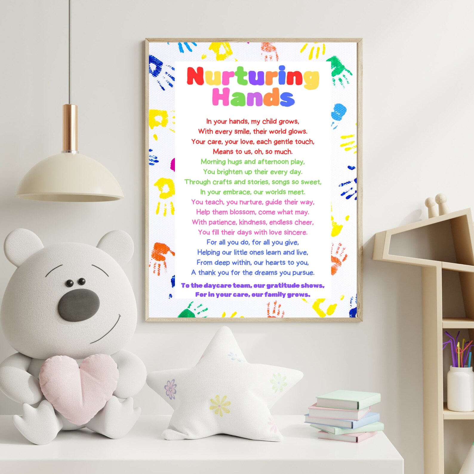 Nurturing Hands Poem for Daycare Childcare Educators, Pre School Kindy Teacher Gift, Thank You ...
