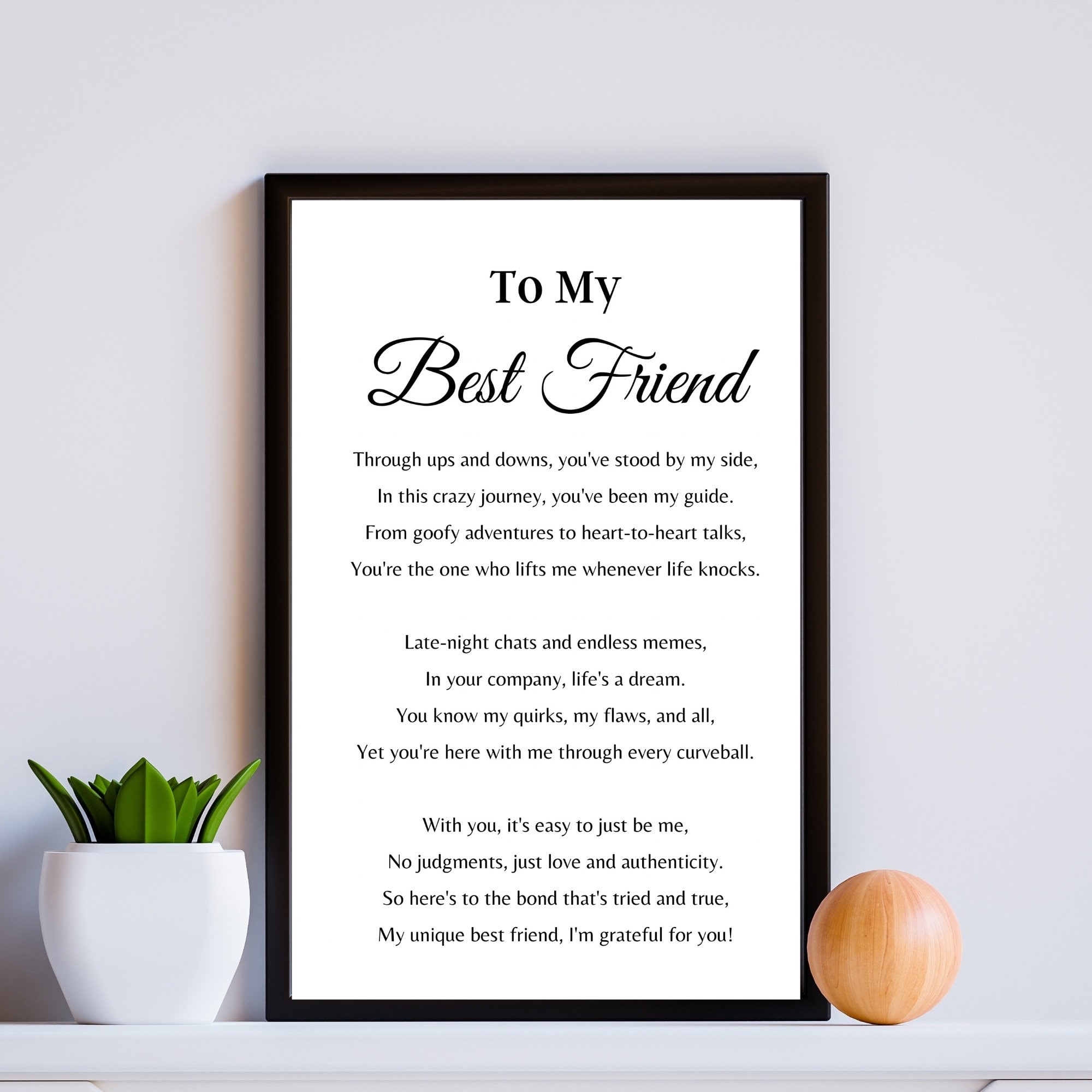 Best Friend Poem, Gift for Best Friend, Best Friend Printable Wall Art ...