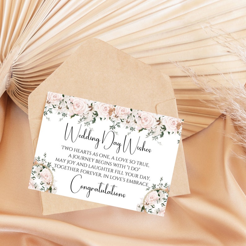 Floral Wedding Congratulations Card: Wedding Day Wishes Poem (digital ...