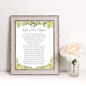 Printable Retirement Poem and Card Bundle, Life's New Chapter ...