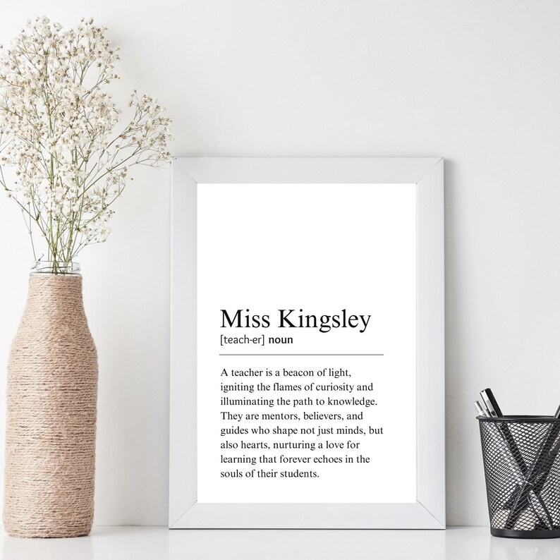 Personalised Teacher Definition Print, Teacher Gift, End of Year Gift ...