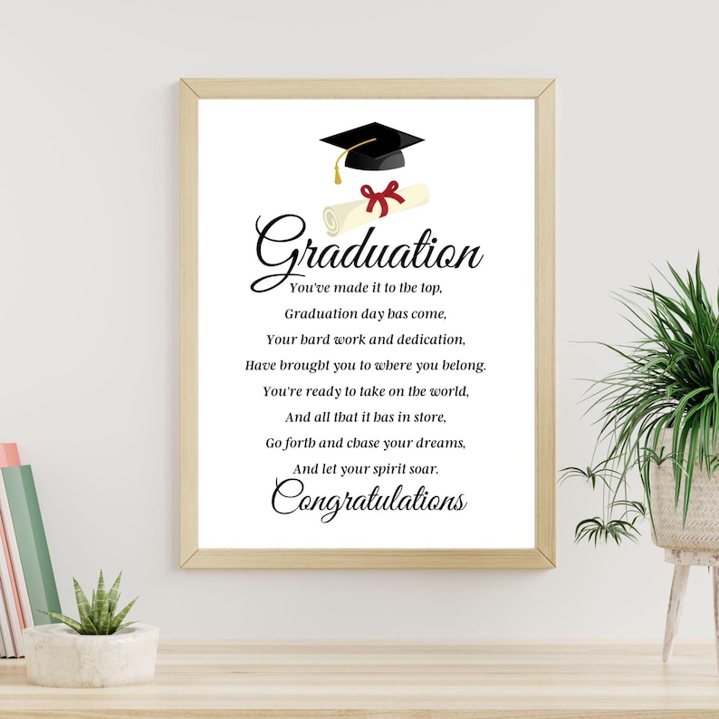 Graduation Poem Print, Graduation Quote Wall Art, Graduation Gifts ...
