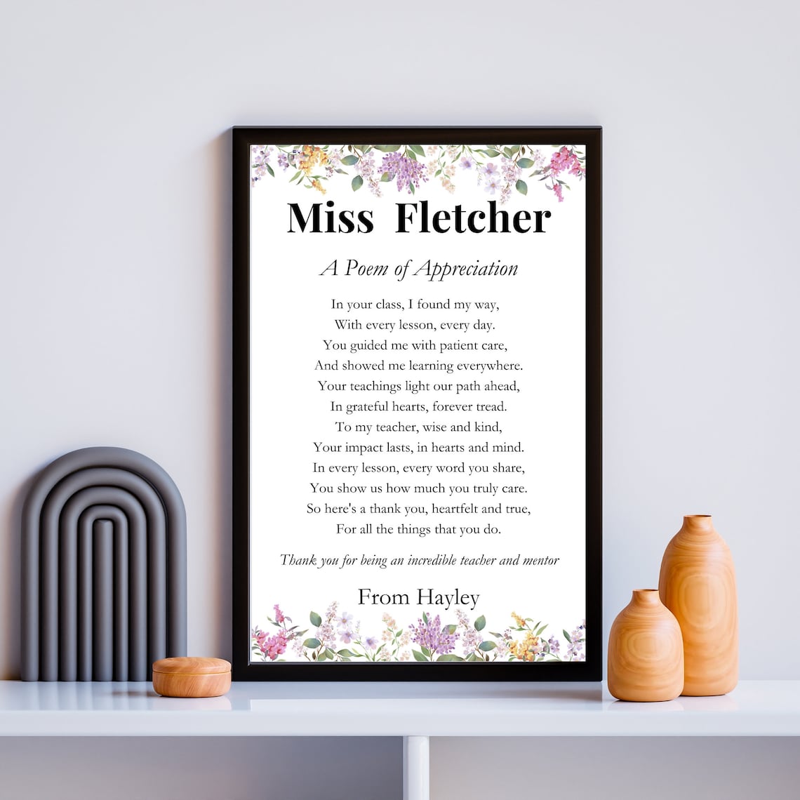 Personalised Teachers Poem of Appreciation, Printable Teachers Thank ...