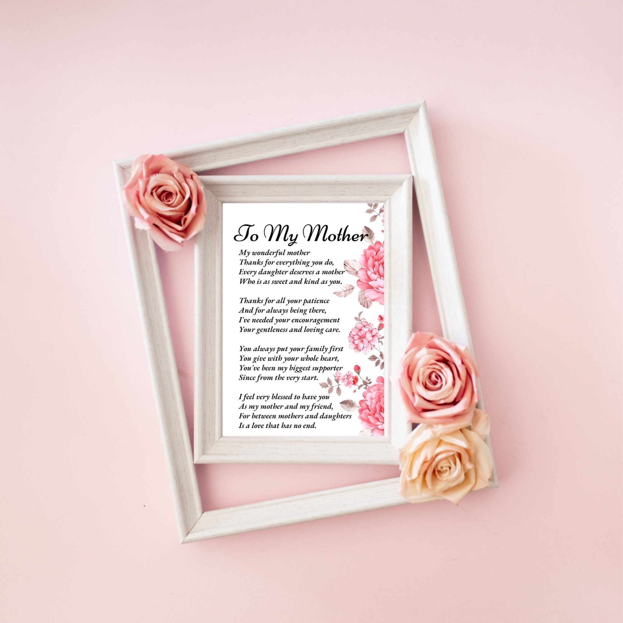 Mother Poem Print, Floral Wall Art, Mother's Day Gift (digital Download ...