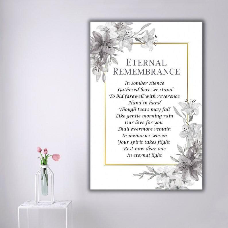 Memorial Poem Print: Eternal Remembrance Grief Quote (digital Download ...