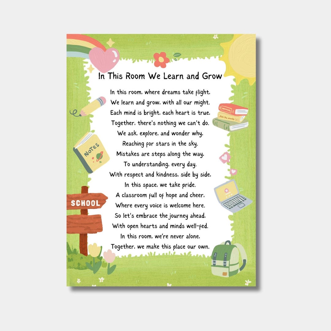 Classroom Poem Poster: Inspirational School Decor (digital Download) - Etsy