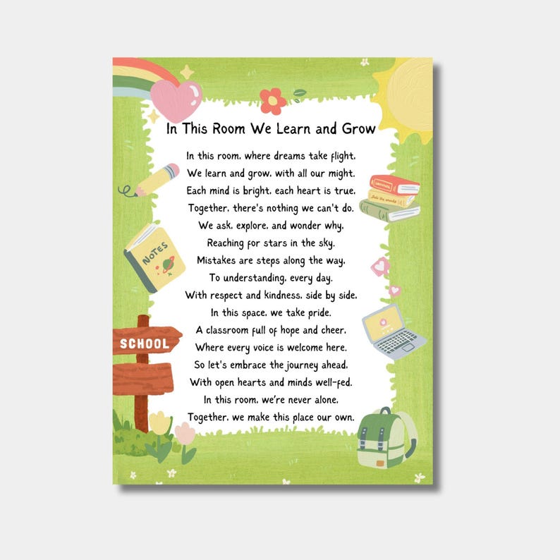 Classroom Poem Poster: Inspirational School Decor (digital Download) - Etsy