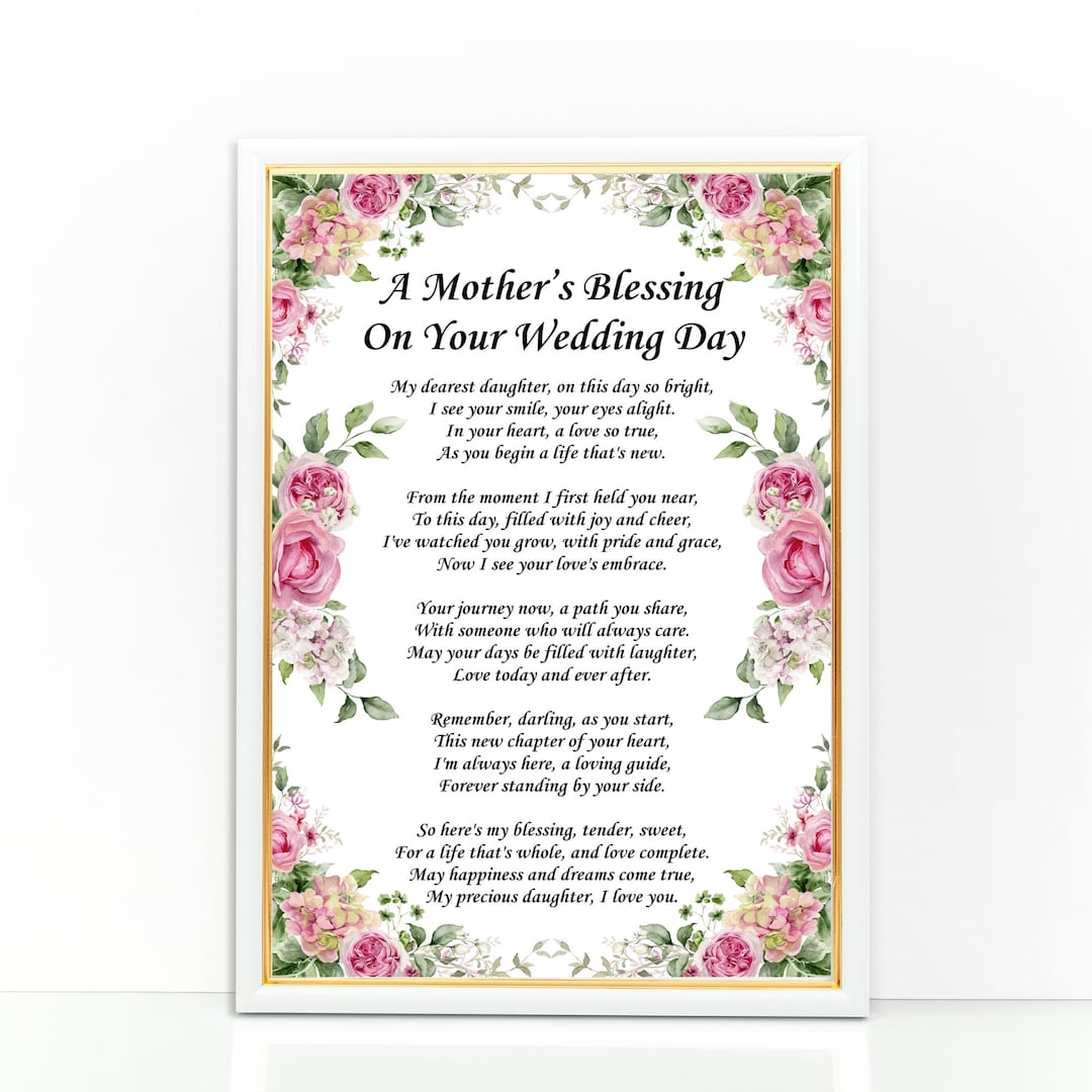 A Mother's Blessing on Your Wedding Day, Poem Print for Daughter on Her ...