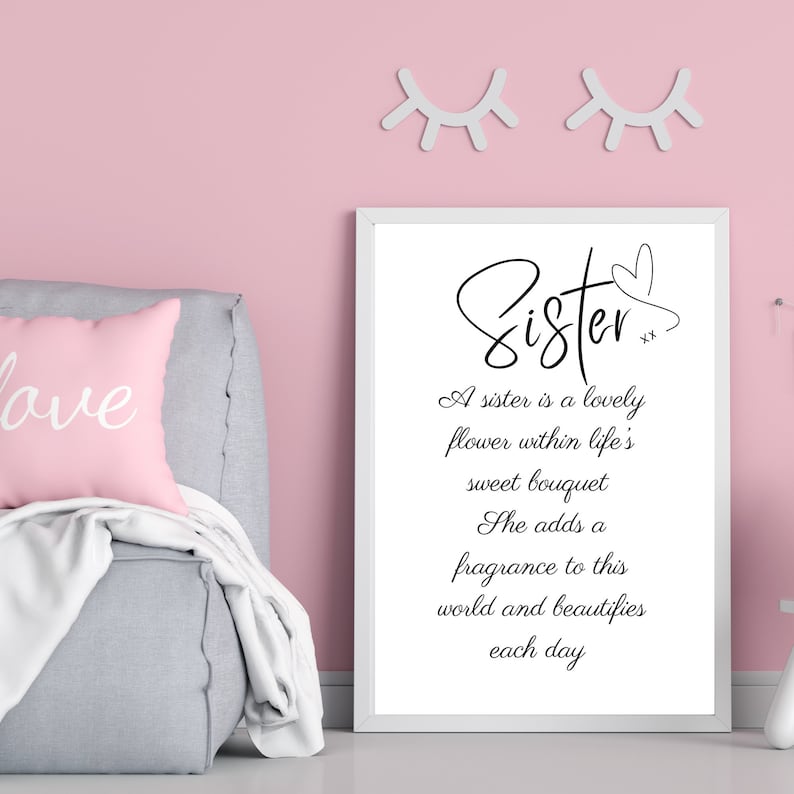 Sister Poem Wall Art Print, Poem for Sister, Black White Quote, Instant ...