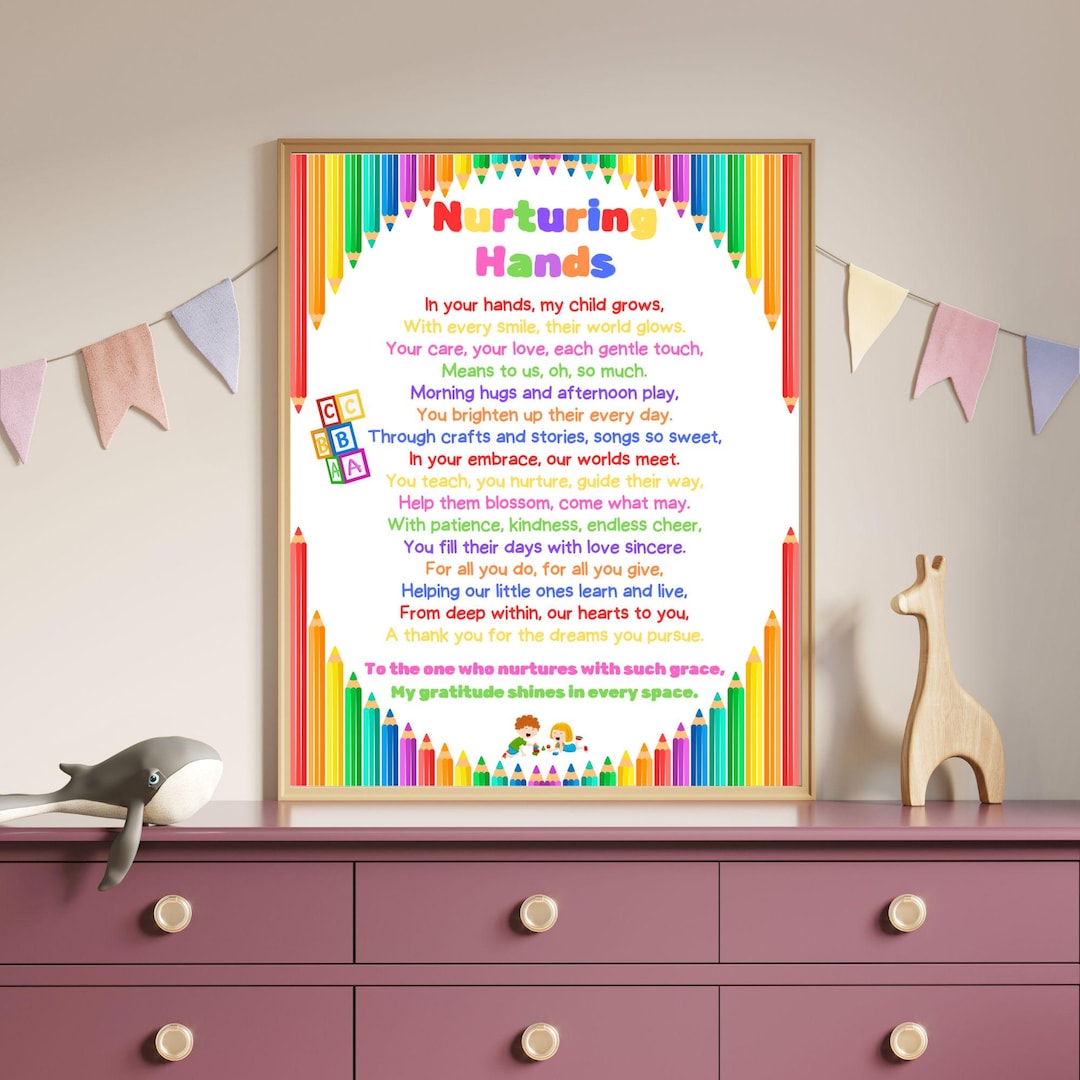 Educator Thank You Poem, Pre School Kindy Teacher Gift, Thank You Gift ...