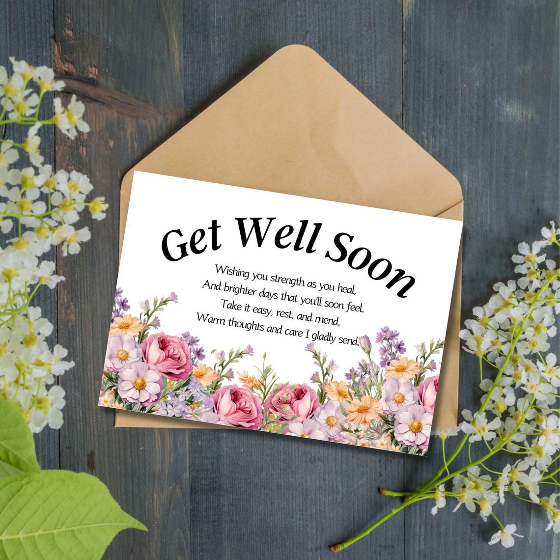 Floral Get Well Soon Poem Card: Heartfelt Wishes (digital Download) - Etsy
