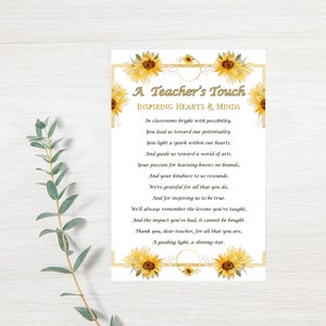 Sunflower Teacher Poem Print: Appreciation Gift (digital Download) - Etsy