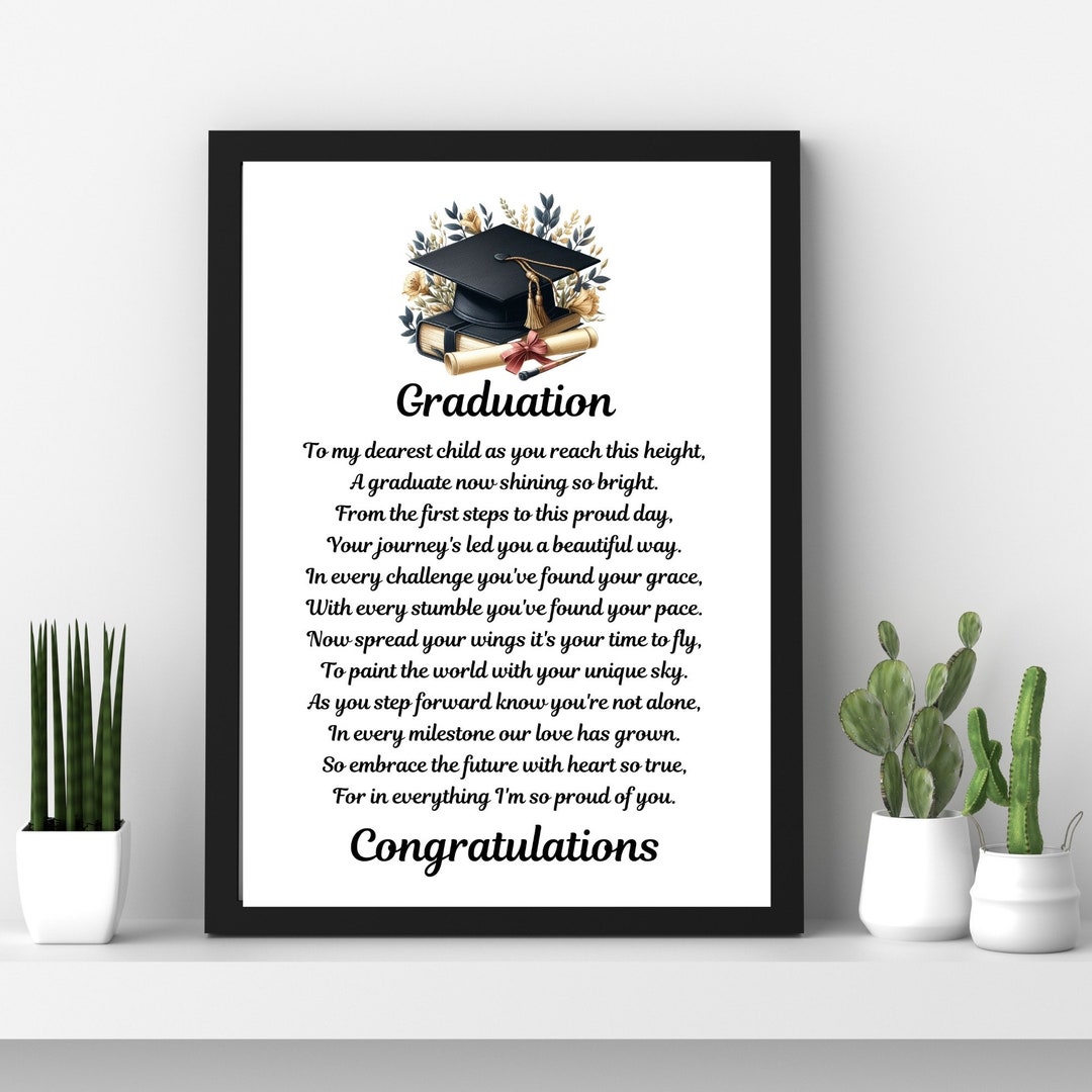 Graduation Printable Poem, Graduation Gifts, Graduation for Son ...