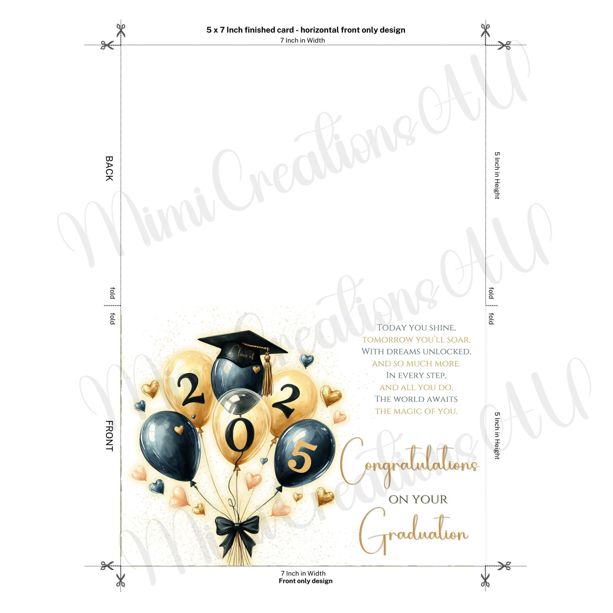 Printable Graduation Card, Graduation Poem Card, Congratulations ...