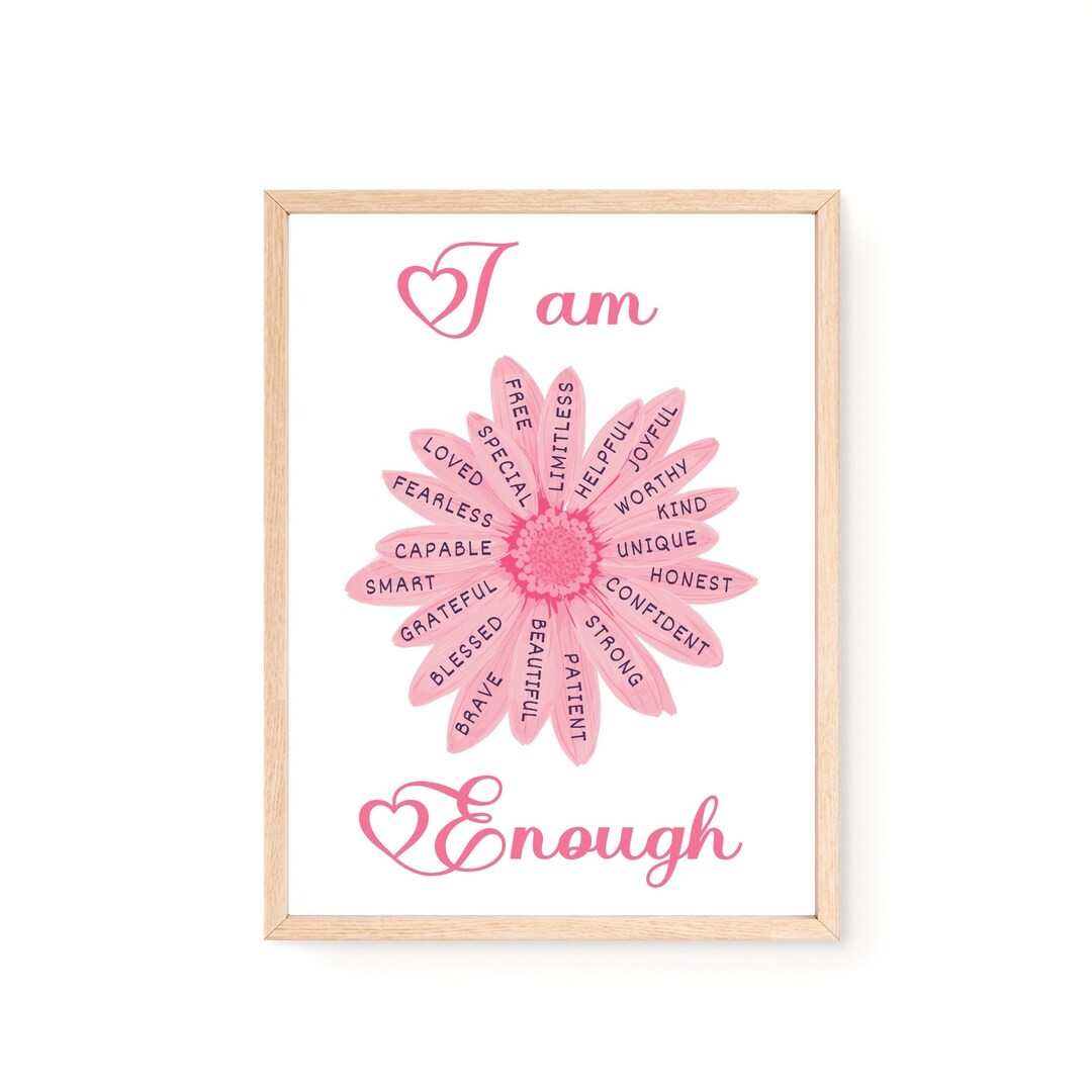 Pink Flower I Am Affirmation Poster, Self-love Positive Affirmation ...