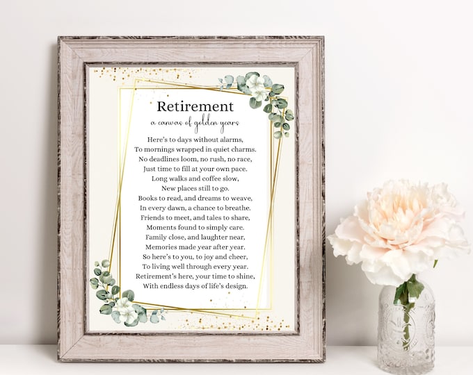 Retirement Poem, DIGITAL DOWNLOAD, Retirement Gift, Retirement Present ...