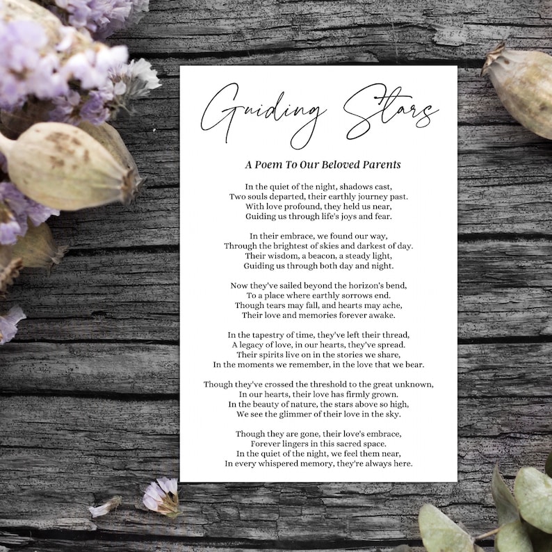 Guiding Stars Poem Print: Bereavement Gift for Parents (digital ...