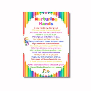 Educator Thank You Poem, Pre School Kindy Teacher Gift, Thank You Gift ...
