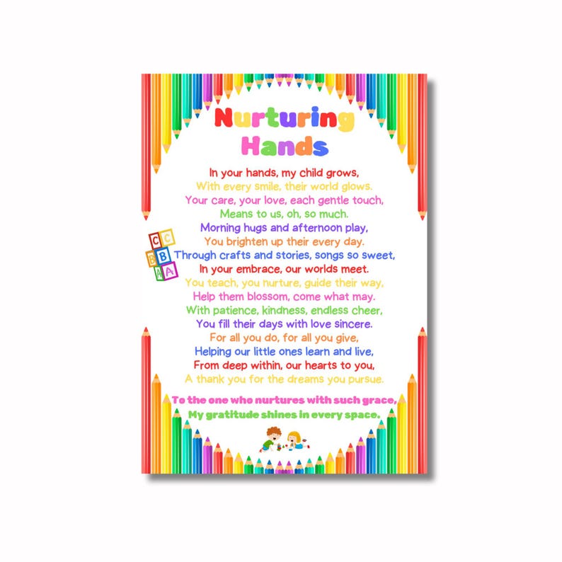 Teacher Appreciation Poem Print: Nurturing Hands Gift (digital Download ...