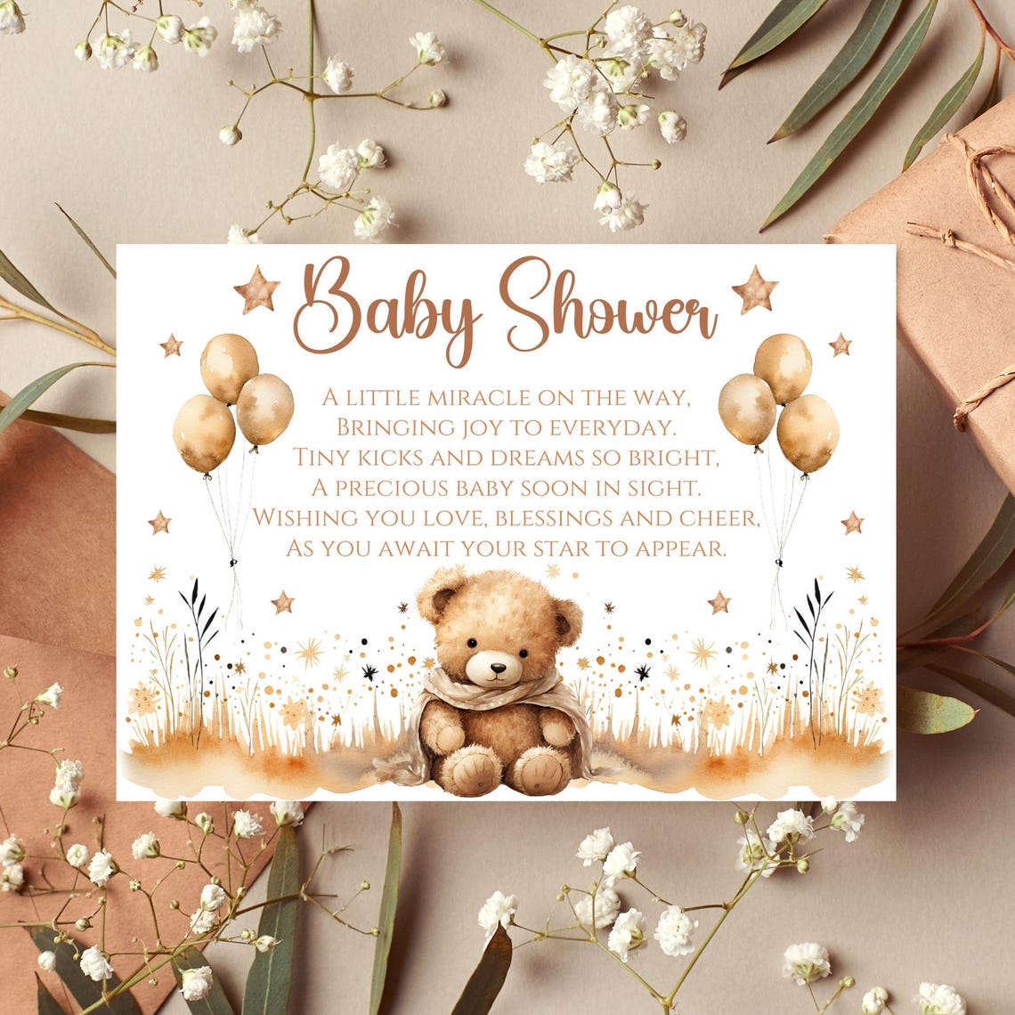 Baby Shower Printable Card, Gift for Mother to Be, Baby Shower Poem ...