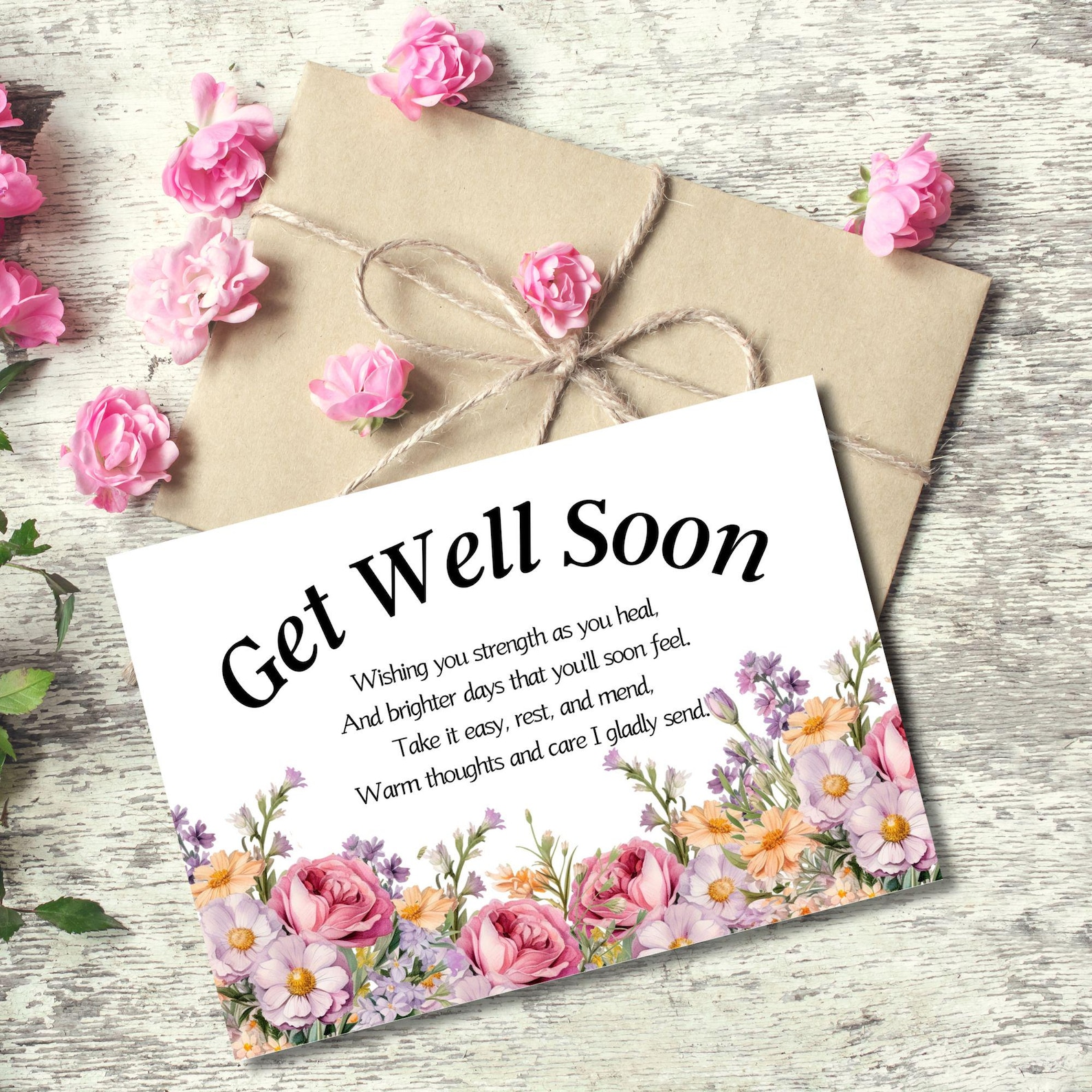 Floral Get Well Soon Poem Card: Heartfelt Wishes (digital Download) - Etsy