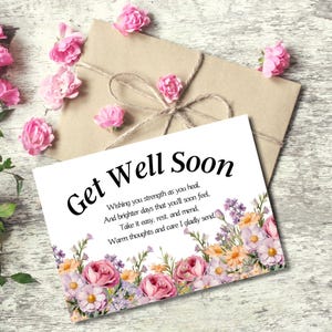 Floral Get Well Soon Poem Card: Heartfelt Wishes (digital Download) - Etsy