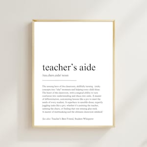 Teacher's Aide Definition Print, Teachers Aide Gift, Teacher ...