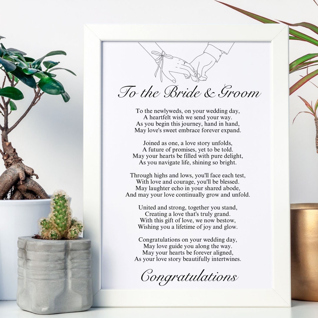 Wedding Poem, Poem to the Bride and Groom, Wedding Wishes, Wedding Gift ...