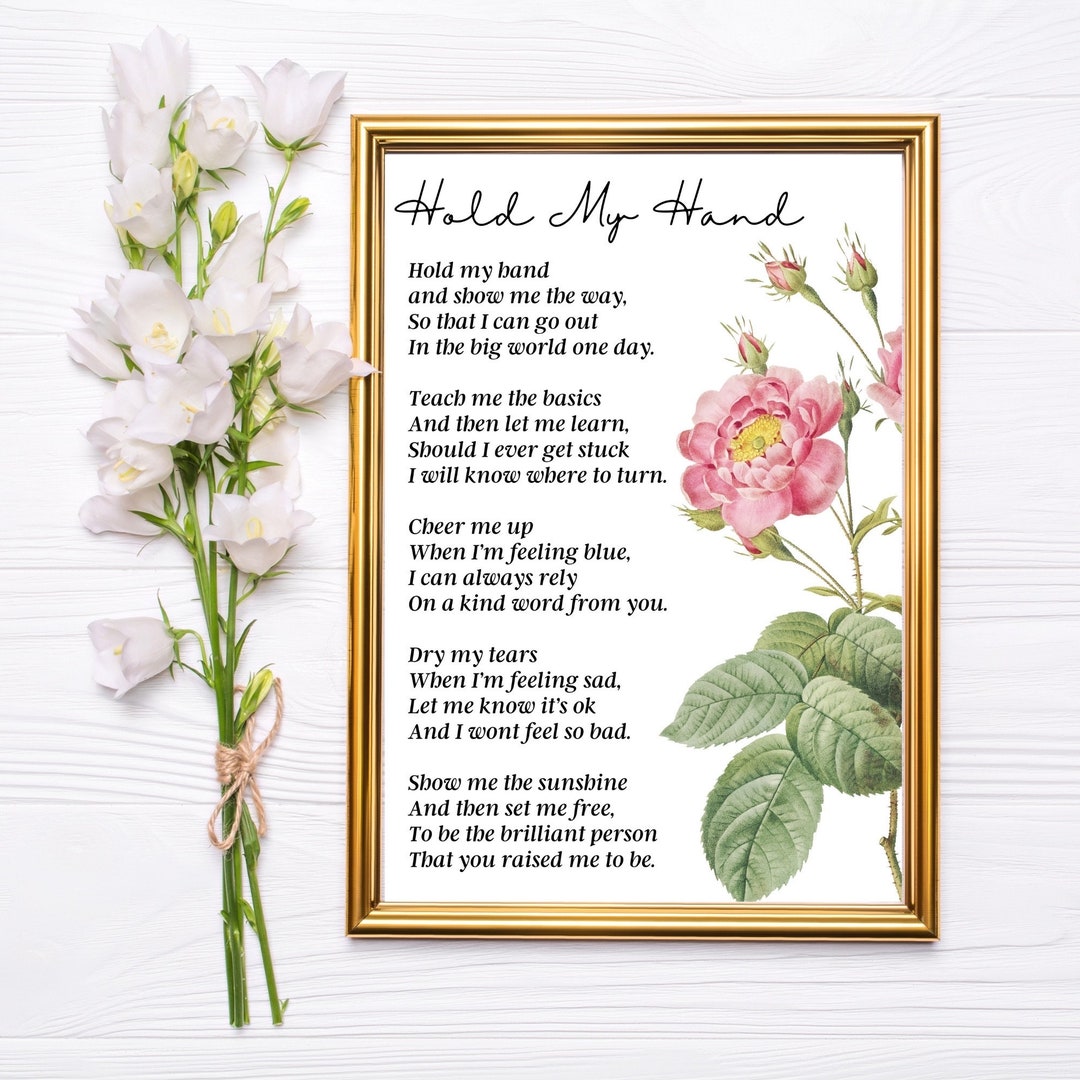 Hold My Hand Mother Poem Art Print: Sentimental Gift (digital Download ...