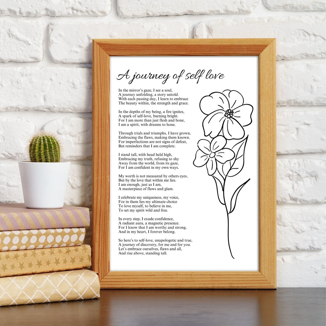 A Journey of Self Love Poem, Self Love Positive Affirmation Printable ...