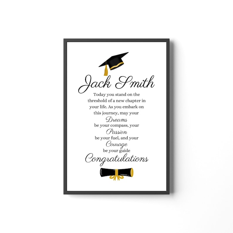 Personalized Graduation Quote Print: Inspirational Poem Gift (digital ...
